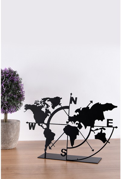 Muyika Metal Masa Üstü Biblo Dünya Haritası 18 x 26 cm