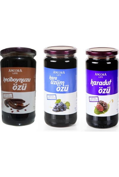 Ancora Life Keçiboynuzu Özü Kara Üzüm Özü ve Karadut Özü Ancora Life Keçiboynuzu Özü Kara Üzüm Özü ve Karadut Özü