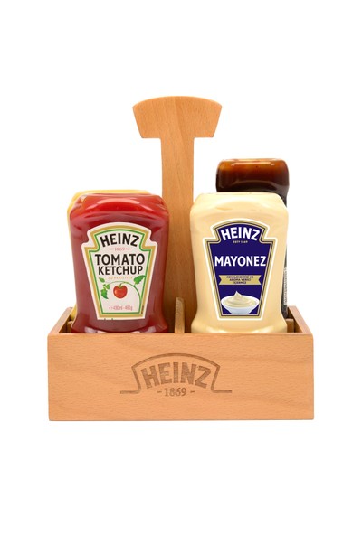 Heinz Ahşap Sosluk Hediyeli 4'lü Set Heinz Ahşap Sosluk Hediyeli 4'lü Set