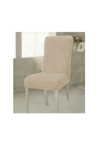 Altın Kelebek Sandalye Kılıfı Likralı Bürümcük Bej Tekli