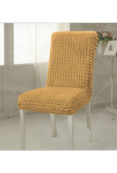 Altın Kelebek Sandalye Kılıfı Likralı Bürümcük Hardal