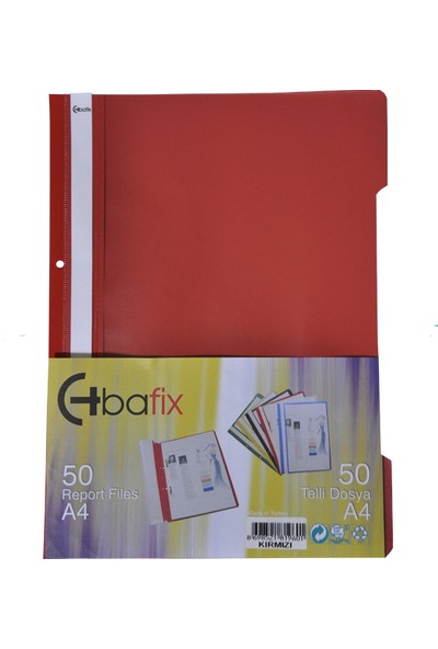 Bafix Telli Dosya Plastik A4 Kırmızı 50'li Bafix Telli Dosya Plastik A4 Kırmızı 50'li