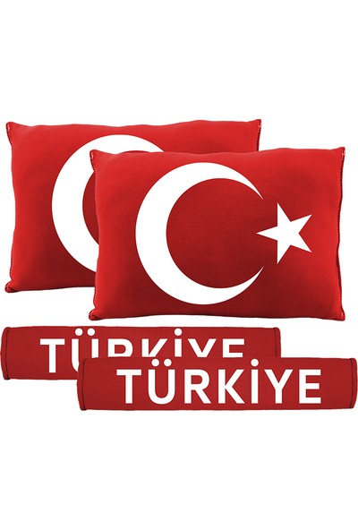 BT Ay Yıldızlı Boyun Yastığı Ve Kemer Pedi Kırmızı BT Ay Yıldızlı Boyun Yastığı Ve Kemer Pedi Kırmızı
