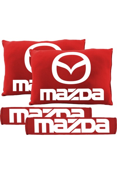 BT Mazda Logolu Boyun Yastığı Ve Kemer Pedi Kırmızı