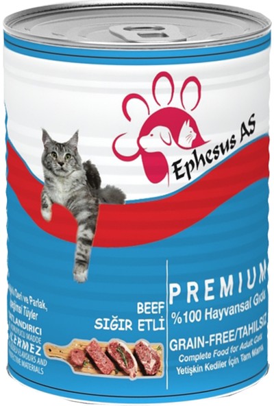 Ephesus As Sığır Etli Kedi Konservesi Yaş Mama 415 gr x 12 Adet Ephesus As Sığır Etli Kedi Konservesi Yaş Mama 415 gr x 12 Adet