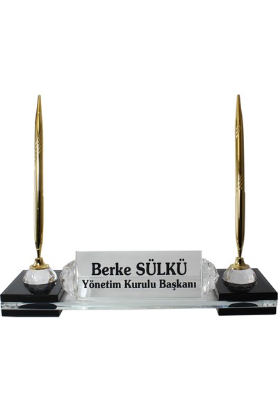 İkiyıldız Kristal AS087 Kişiye Özel Masaüstü Kristal Kalemlik Isimlik