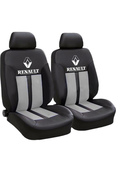 BT Renault Logolu Ön-Arka Derili Oto Koltuk Kılıfı Gri