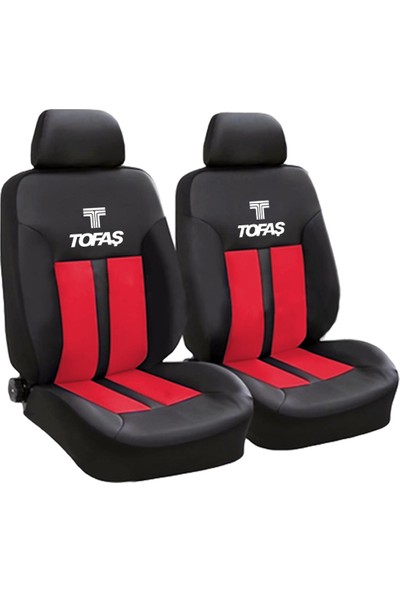 BT Tofaş Logolu Ön-Arka Derili Oto Koltuk Kılıfı Kırmızı