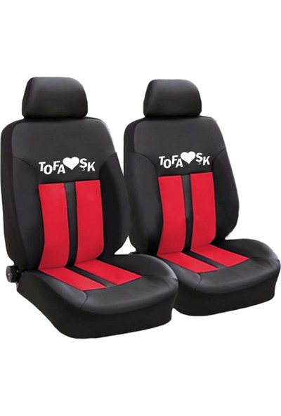 BT Tofaşk Logolu Ön-Arka Derili Oto Koltuk Kılıfı Kırmızı