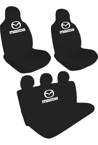 BT Mazda Logolu Ön-Arka Penye Oto Servis Kılıfı Siyah