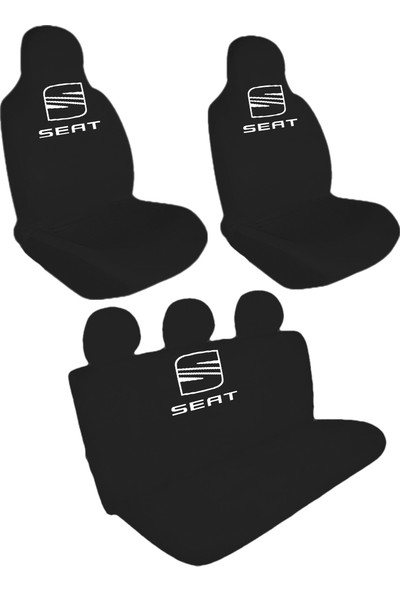 BT Seat Logolu Ön-Arka Penye Oto Servis Kılıfı Siyah