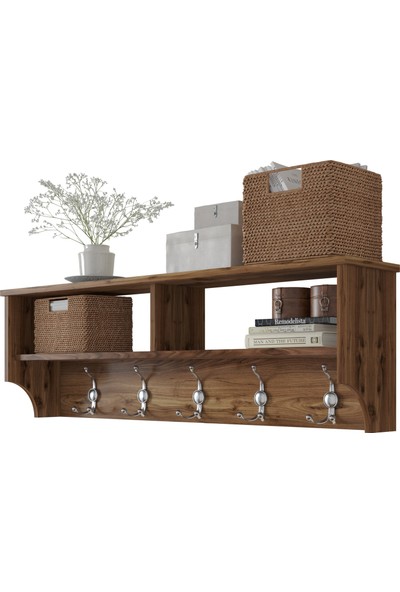 Rani P2 Modern Portmanto Duvar Askısı Ceviz Vestiyer