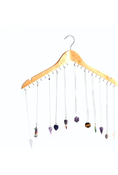 Sahi Aksesuar Ahşap Takı Askısı Dekoratif Kolye Askısı 24'lü