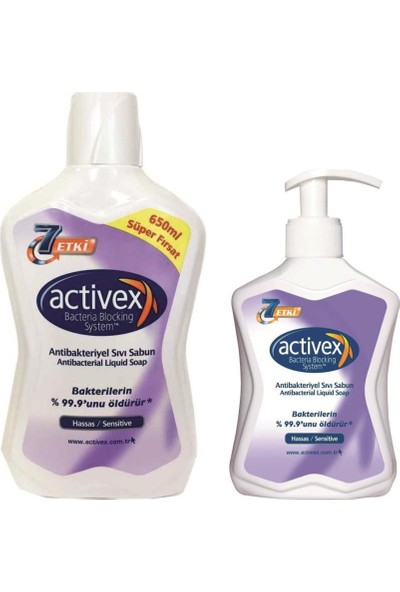 Activex Antibakteriyel Sıvı Sabun Hassas 650 ml + 300 ml