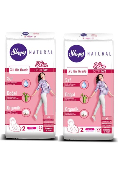 Sleepy Natural Slim Ekstra Ince Uzun 22 Ped x 2'li Sleepy Natural Slim Ekstra Ince Uzun 22 Ped x 2'li