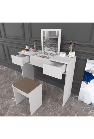 Evdemo Martı Makyaj Masası Takı Dolabı Beyaz Evdemo Martı Makyaj Masası Takı Dolabı Beyaz