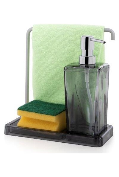 Primanova Luna Askılı Mutfak Sıvı Sabunluk Şeffaf Siyah