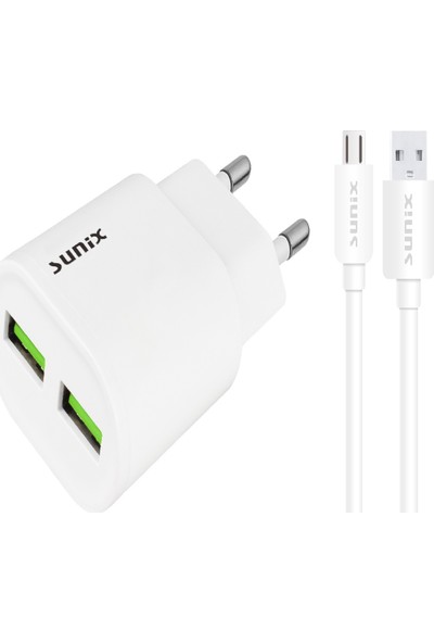 Sunix S214 Şarj Adaptörü + Micro USB Kablo