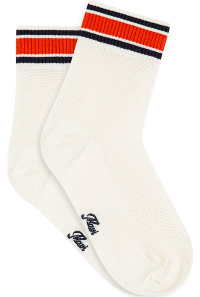 Mavi Kadın Bileği Çizgili Beyaz Soket Çorap 197247-620