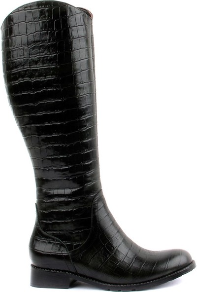 Sail Laker's Haki Deri Croco Desenli Kadın Çizme