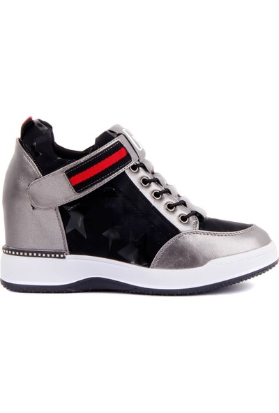 Guja - Gri, Siyah Cırtlı Kadın Yarım Bot