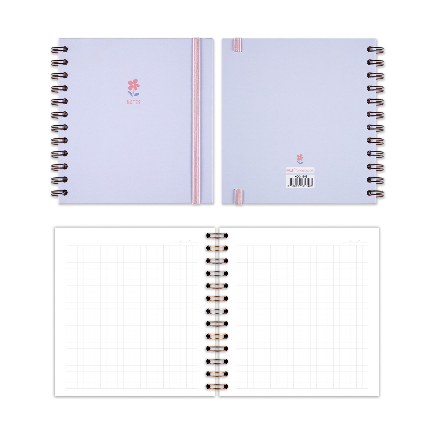 Matt Notebook 15X15 cm Kare 2'li Set Spiralli Kareli Fiyatı