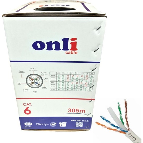 Onli Cable Onli 305MT 24AWG Utp Cat6 Network Kablosu Gri Fiyatı