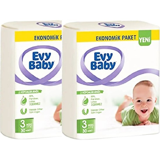 Evy Baby Bebek Bezi Eko Midi 60 Adet No:3 5-9 kg Yeni Fiyatı