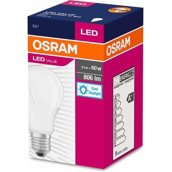 Osram Cla60 8 5w Led Value 806lm E27 Ampul Beyaz Işık Fiyatı