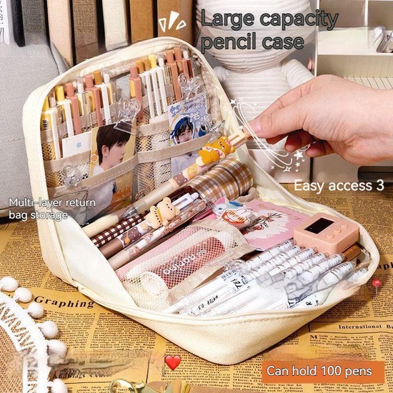 Zhibige Büyük Kapasiteli Kalem Kutusu - Gri (Yurt Dışından) Fiyatı