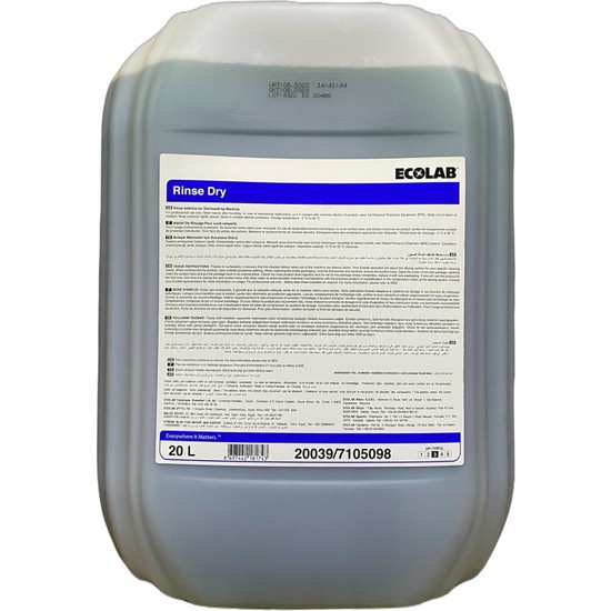 Ecolab Rinse Dry 20L Endüstriyel Bulaşık Makinaları Için Fiyatı