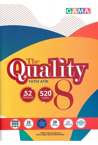 Gama Yayınları The Quality 8.Sınıf 52 Deneme Sınavı Gama Yayınları The Quality 8.Sınıf 52 Deneme Sınavı