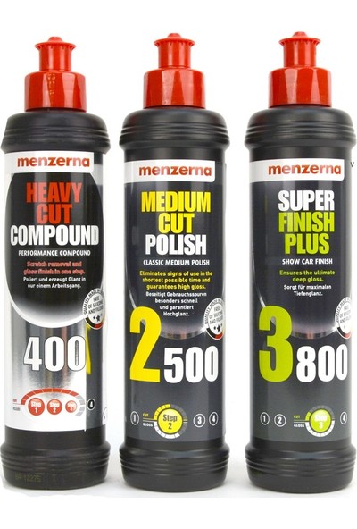 Menzerna 400-2500-3800 Pasta Hare Giderici Seti 250 ml Menzerna 400-2500-3800 Pasta Hare Giderici Seti 250 ml
