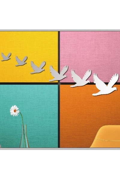 Dez Güvercinler 6 Parçalı Aynalı Duvar Dekoru