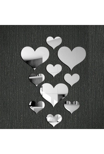 Dez Dekoratif Aynalı Duvar Sticker Kalpler Dez Dekoratif Aynalı Duvar Sticker Kalpler