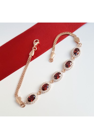 Gümüş Pazarım Yakut Taşlı Gümüş Bileklik