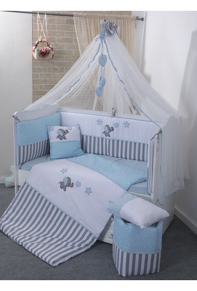 Mini Baby Acqua Mavi Bebek Uyku Seti + Cibinlik ve Aparatı