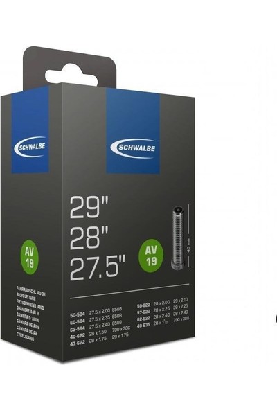 Schwalbe 27.5''-28''-29'' (AV19) Kalın Sibop İç Lastik Schwalbe 27.5''-28''-29'' (AV19) Kalın Sibop İç Lastik