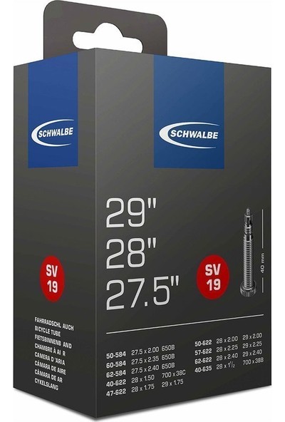 Schwalbe 27.5''-28''-29'' (SV19) İnce Sibop İç Lastik Schwalbe 27.5''-28''-29'' (SV19) İnce Sibop İç Lastik