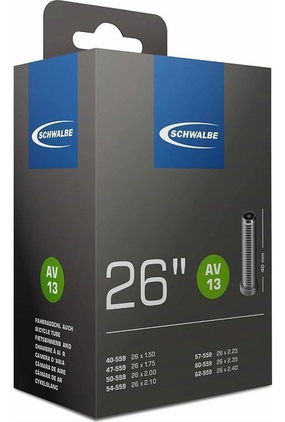 Schwalbe 26x1.50-2.50 (AV13) Kalın Sibop İç Lastik Schwalbe 26x1.50-2.50 (AV13) Kalın Sibop İç Lastik