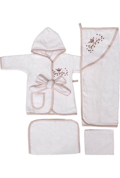 Pierre Cardin Bebek Bornoz Seti PC-15020 - Ekru Yıldızlı Pierre Cardin Bebek Bornoz Seti PC-15020 - Ekru Yıldızlı