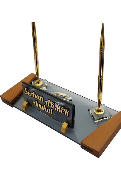 Mert Kristal M507 Kristal Masaüstü Saat Kalemlik Isimlik Füme Kahve Mert Kristal M507 Kristal Masaüstü Saat Kalemlik Isimlik Füme Kahve