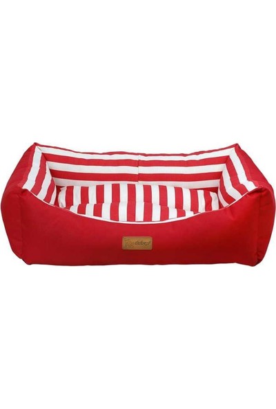 Dubex Tarte Kırmızı Çizgili Kedi Köpek Yatağı 78 x 60 x 22 cm