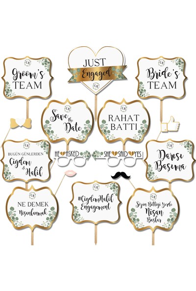 Pekshop İsme Özel Nişan Konuşma Balonları El Pankartları Seti