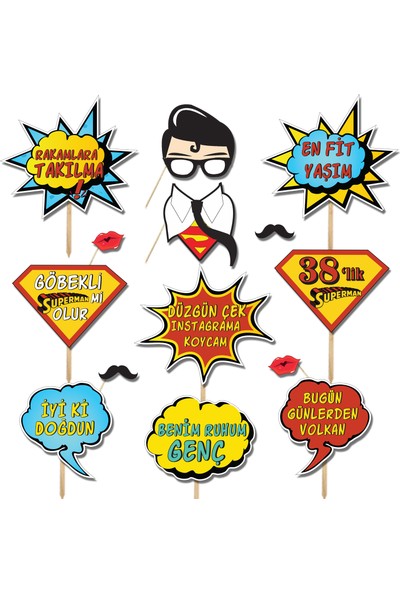 Pekshop Superman Konsept Doğum Günü Partisi Konuşma Balonları Seti İsme Yaşa Özel Üretim Pekshop Superman Konsept Doğum Günü Partisi Konuşma Balonları Seti İsme Yaşa Özel Üretim