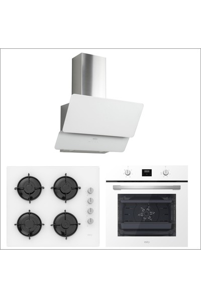 Esty Beyaz Cam Ankastre Set - ( Fırın AEF6603W02 - Ocak ACO5335W01 - Davlumbaz 3471W6 ) Esty Beyaz Cam Ankastre Set - ( Fırın AEF6603W02 - Ocak ACO5335W01 - Davlumbaz 3471W6 )