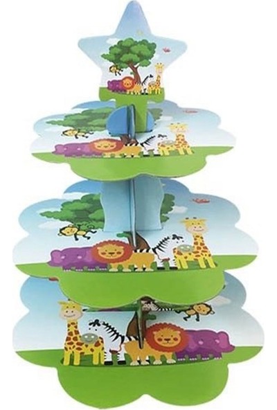 Tuğra Neşeli Hayvanlar Cup Cake Standı 3 Katlı
