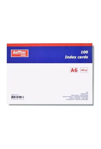 Deffter Index Kartı A6 Beyaz Düz
