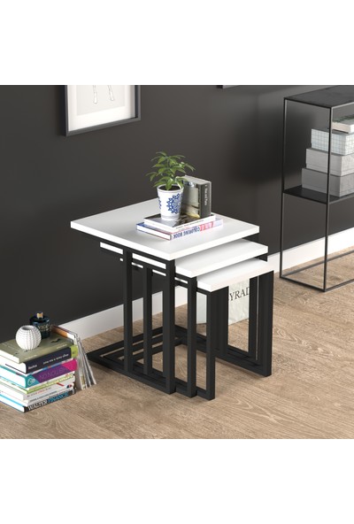 Wood House Lebron Zigon Sehpa Beyaz Wood House Lebron Zigon Sehpa Beyaz