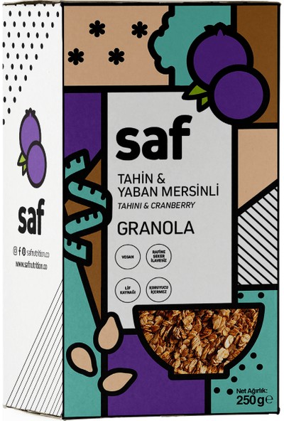 Saf Nutrition Tahin & Yaban Mersinli Granola, 250 gr Saf Nutrition Tahin & Yaban Mersinli Granola, 250 gr